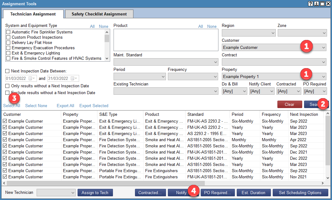 How to bulk update Notifications and Scheduling and/or Estimated Durations