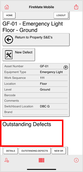Check for existing defects for a Property on the FireMate Mobile app