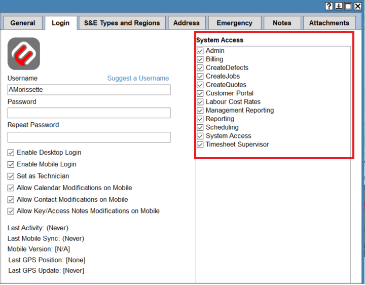 Employee System Access Permissions
