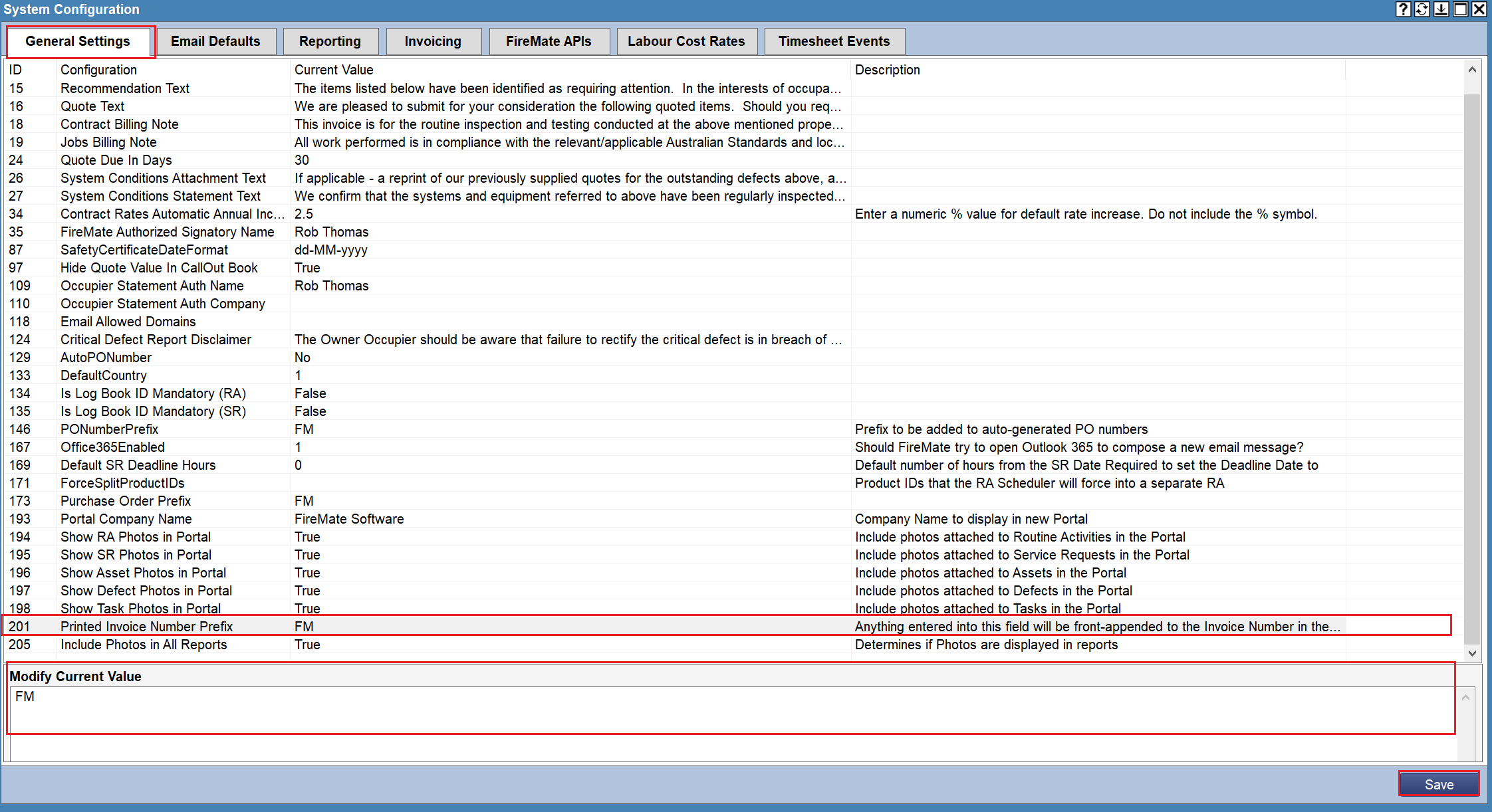 Add an Invoice Prefix to FireMate invoices